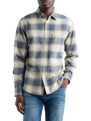 BOSS Owen Relaxed Fit Plaid Cotton Flannel Button-up Shirt - Open Blue
