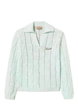 TWINSET Polo-collar Cable-knit Sweater - Green
