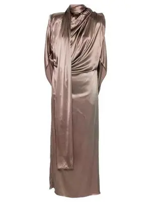 MUGLER Draped Midi Dress - Brown