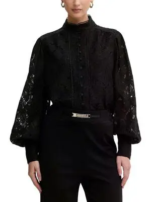 Bardot Olessia Lace Buttoned Top - Black