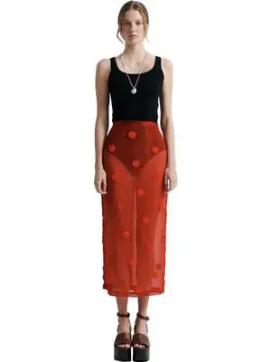 ROMY Sadie Beaded Skirt - Red