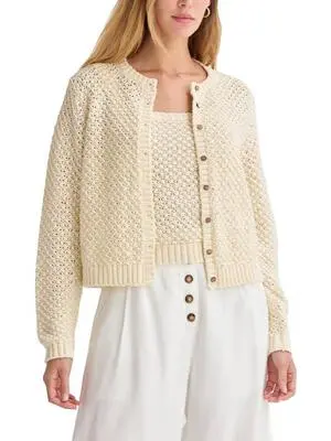 CRESCENT Basket Weave Knit Cardigan Tank Two Piece Set - Cream