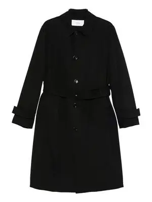 LARDINI Belted Collared Coat - Black