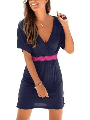 LASCANA Wrap Look Dress - Navy