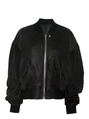 Rick Owens Leather Bomber Jacket - Black