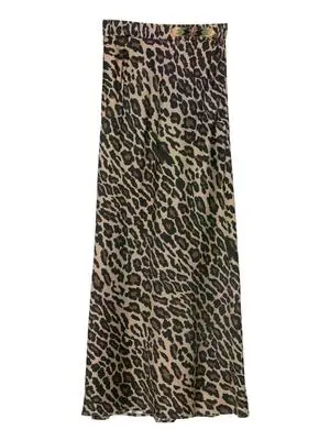 BAZAR DELUXE Leopard-pattern Midi Skirt - Brown