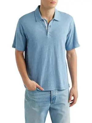 Rag & Bone Classic Flame Cotton Polo Fog Blue