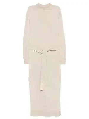 Nanushka Turtleneck Tie Knitted Midi Dress - Neutrals