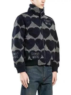 HUMAN MADE Heart-pattern Fleece Jacket - Blue