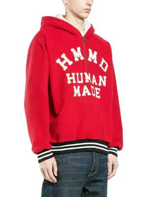 HUMAN MADE Half-zip Striped Hoodie - Red