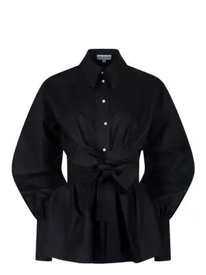 MIA PECULIAR Balloon Sleeve Shirt - Black
