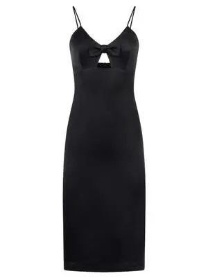MIA PECULIAR Bow Crepe Midi Dress - Black