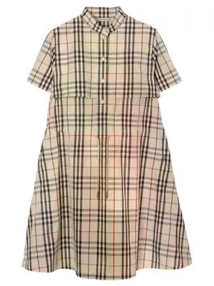 Burberry Check Cotton Shirt Dress - Neutrals