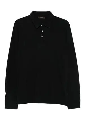 ZANONE Long-sleeve Polo Shirt - Black