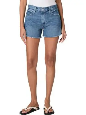 Paige Archie Frayed Denim Shorts - Biarritz