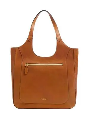 THE BRIDGE Leather Shoulder Bag With Zip Pocket - Brown