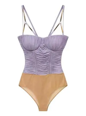 Elisabetta Franchi Ruched Strap Bodysuit - Purple