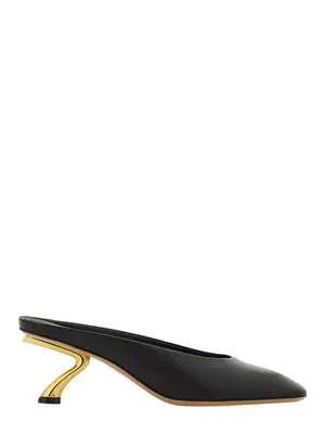 FERRAGAMO Sculptural Heel Mules - Black