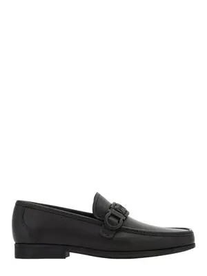 FERRAGAMO Moccasins With Braid And Gancini Ornament - Black