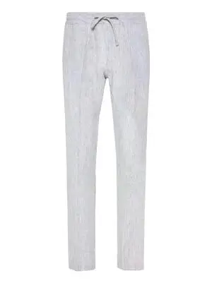 Fedeli Striped Drawstring Trousers - Grey