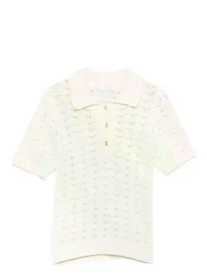 FORTE_FORTE Openwork Polo Shirt - Neutrals