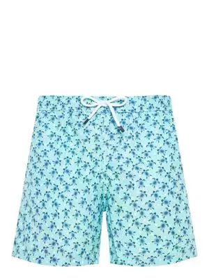 Fedeli Printed Swim Shorts - Blue