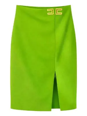 Elisabetta Franchi Buckle Slit Midi Skirt - Green