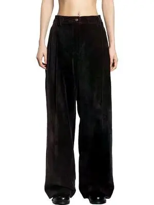 ZIGGY CHEN Pleated Wide-leg Trousers - Black