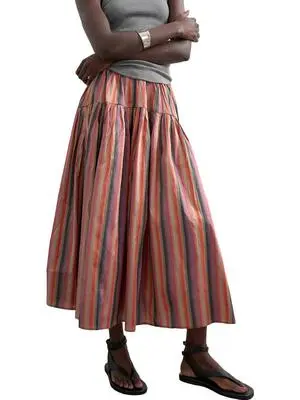 Topshop Striped Taffeta Skirt - Pink Multi