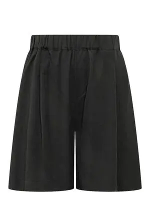 A PAPER KID Elasticated Waistband Bermuda Shorts - Black