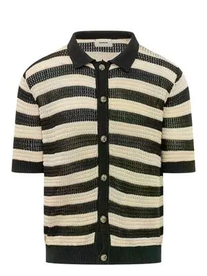 A PAPER KID Striped Short-sleeve Shirt - Black
