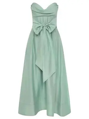 Rebecca Vallance Serenity Strapless Bow Midi Dress - Green