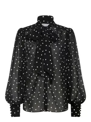 Rebecca Vallance Polka-dot Pussy-bow Blouse - Black