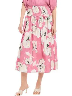 Fifteen Twenty Floral Cotton Midi Skirt - Floral Print