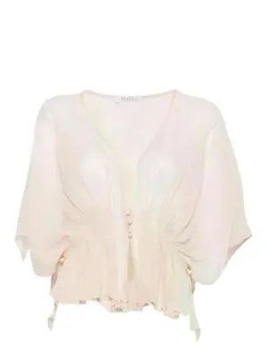 Max Mara Buttoned Ruffled Top - Pink