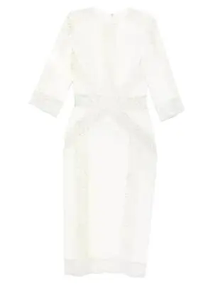 Elie Saab Lace-panel Midi Dress - White