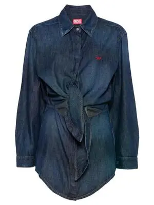 DIESEL Tie-front Shirt Dress - Blue