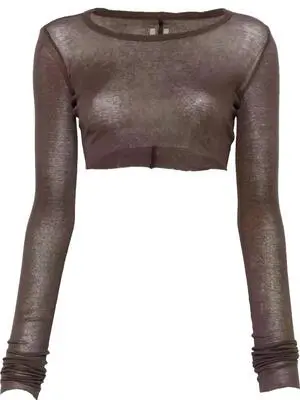 Rick Owens Long-sleeve Crop Top - Brown