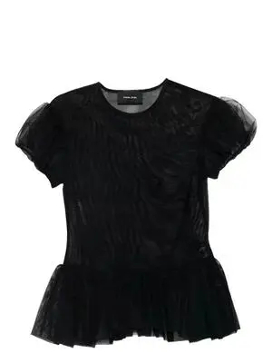 Simone Rocha Ruffled Puff-sleeve Top - Black