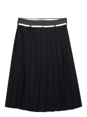 Prada Pleated Midi Skirt - Navy