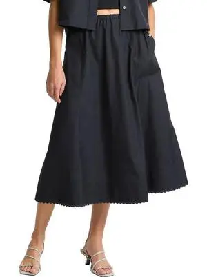 Vince A-line Cotton Midi Skirt - Eclipse
