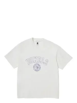 VOWELS Faded Collegiate Tee - White