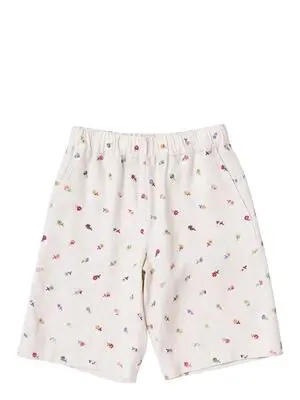 VOWELS Floral Embroidered Linen Shorts - Neutral