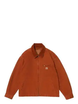 VOWELS Corduroy Collar Zip-up Trucker Jacket - Red