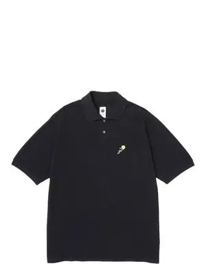 VOWELS Short Sleeve Pique Polo - Black