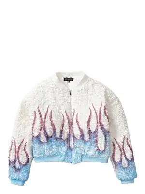 WHO DECIDES WAR BY EV BRAVADO Husk Flame Bomber Jacket - White