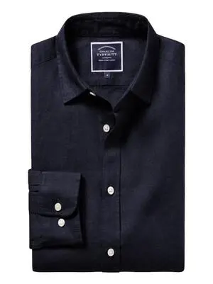 CHARLES TYRWHITT Slim Fit Pure Linen Shirt - Navy