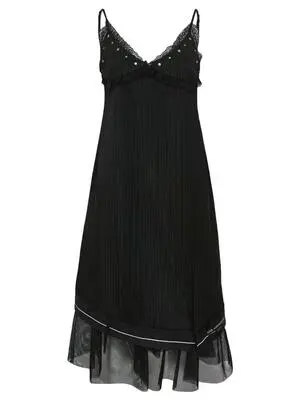 Andersson Bell Lace-detail Pinstripe Midi Dress - Black