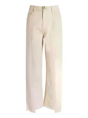 AKYN Sol Straight Frayed-hem Denim Jeans - Neutrals