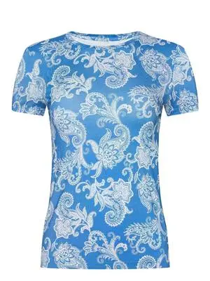 L'Agence Paisley Print Crew-neck T-shirt - Blue
